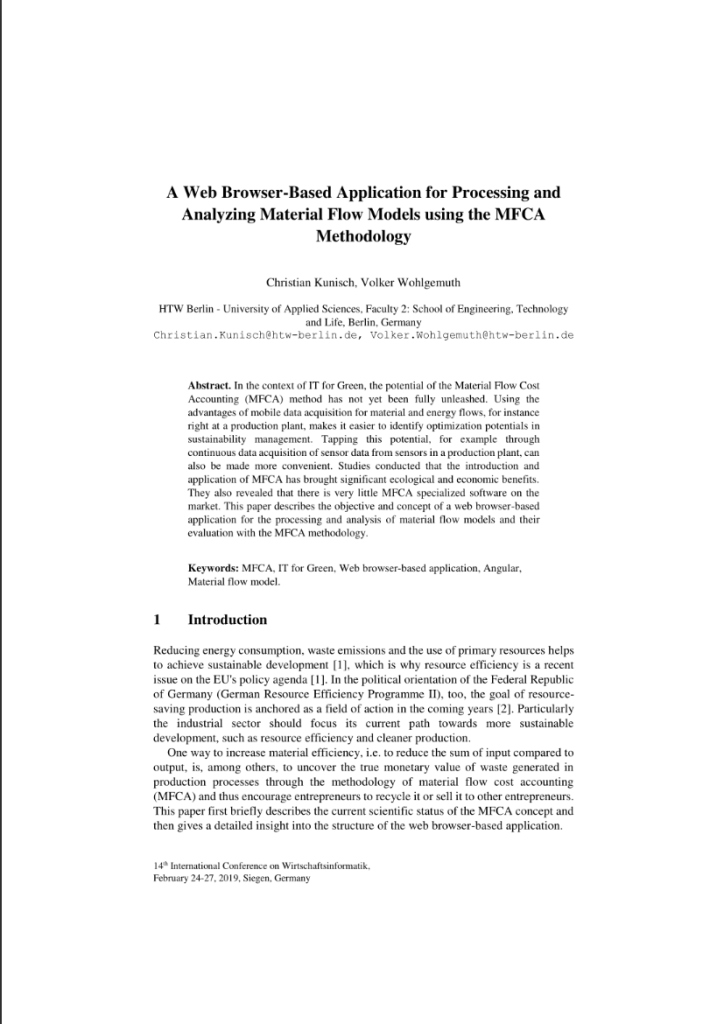 A Web Browser-Based Application for Processing and Analyzing Material Flow Models using the MFCA ...